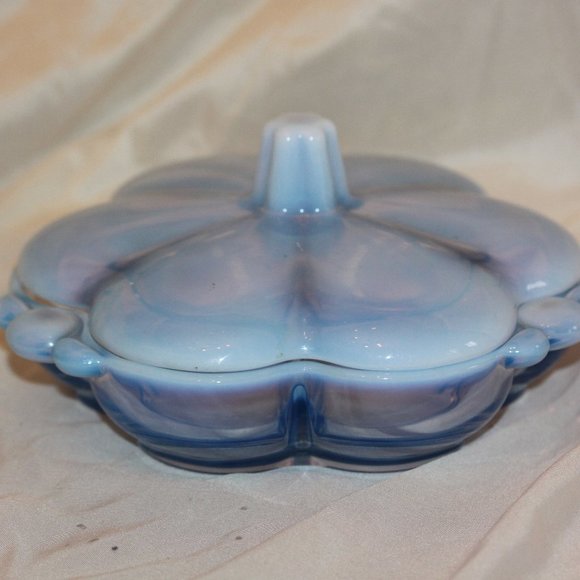 Cambridge | Dining | Duncan Miller Blue Opalescent Candy Dish | Poshmark